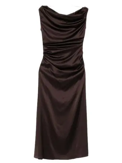 Staud Phare Dress Sleeveless With Pleating - Brown
