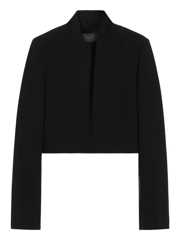 Max Mara Cropped Sable Jacket With Stand-up Collar - Black
