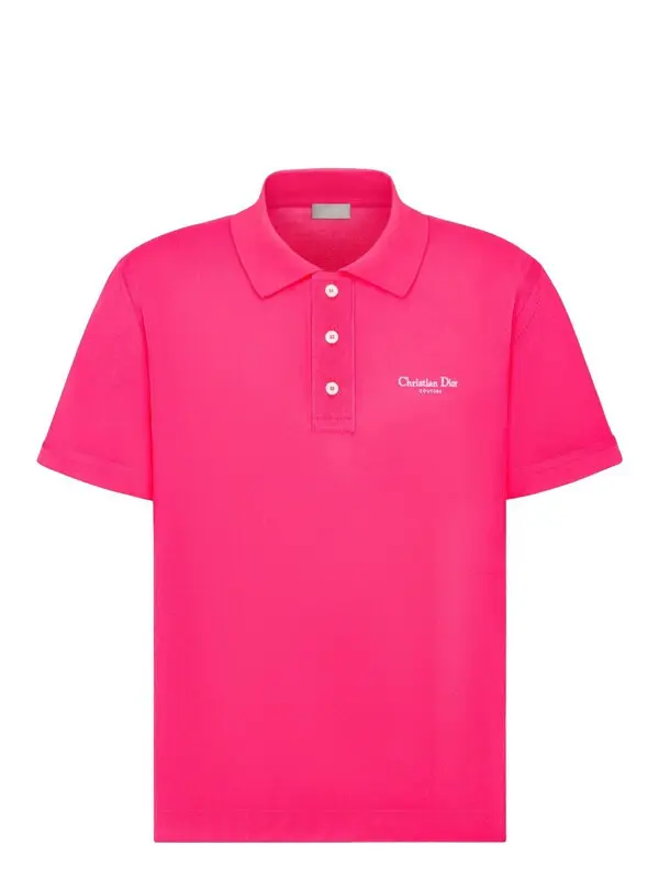 Dior Logo Embroidered Short-sleeved Polo Shirt - Pink