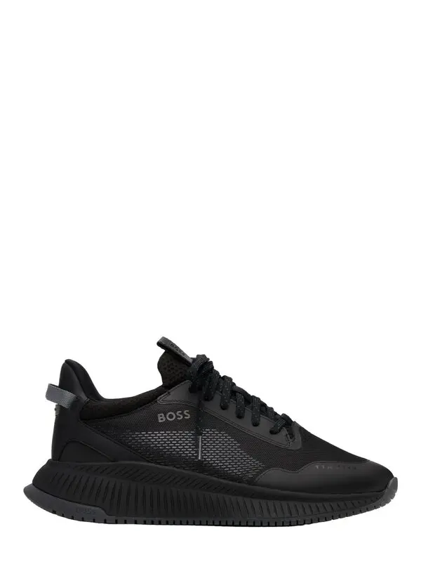 Hugo Boss Textured Lace-up Low-top Sneakers - Black