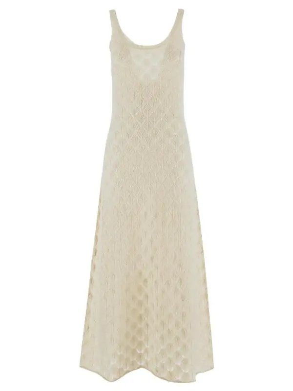 Chloé Shell Stitch Recycled Cashmere Knitted Dress - White