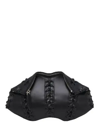 Alexander McQueen Manta Lace-up Clutch Bag - Black
