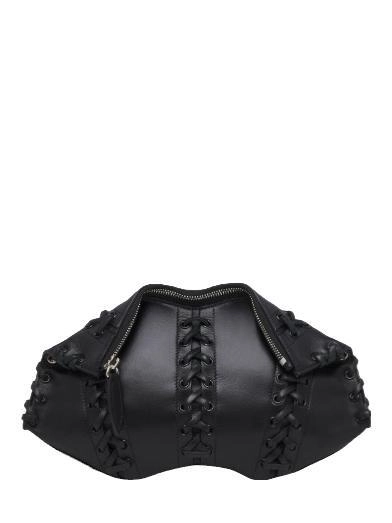 Alexander McQueen Manta Lace-up Clutch Bag - Black