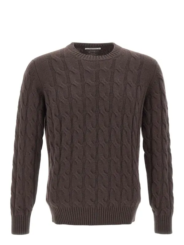 KANGRA Cable-knit Crew Neck Sweater - Black