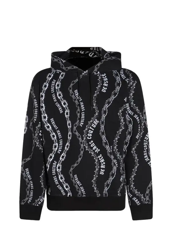 Versace Chain Print Hoodie - Black