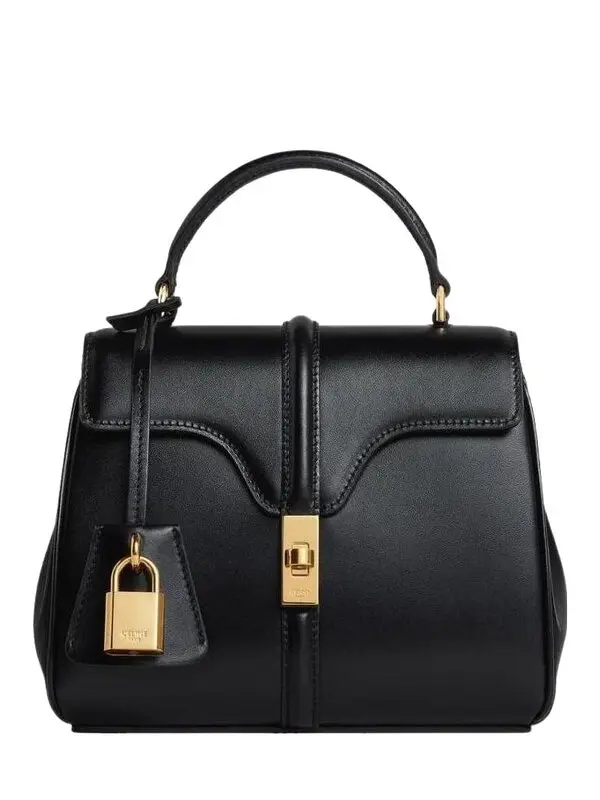 Celine Mini 16 In Satinated Calfskin - Black