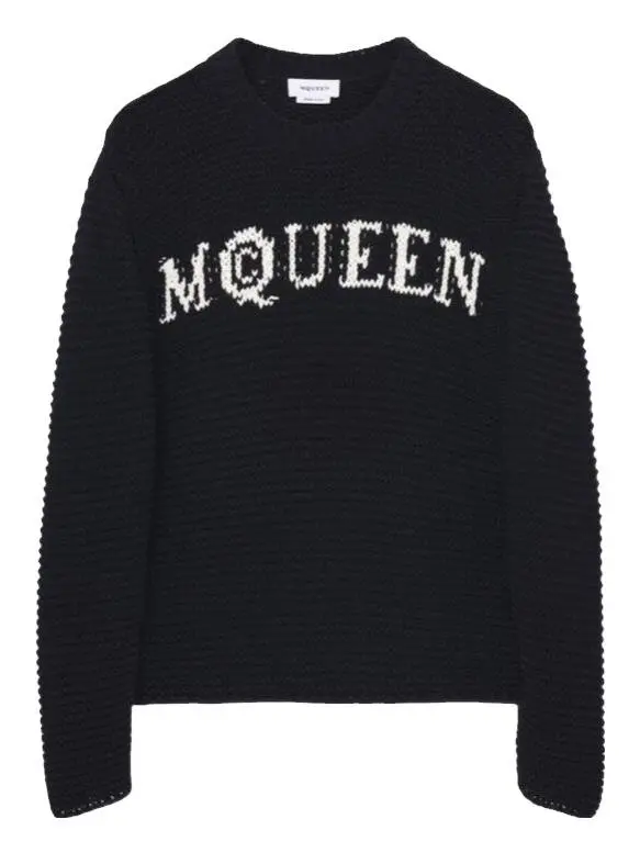 Alexander McQueen Logo Intarsia Crew Neck Jumper - Black