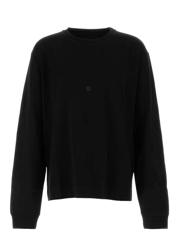 Givenchy Logo Embroidered Long-sleeved T-shirt - Black