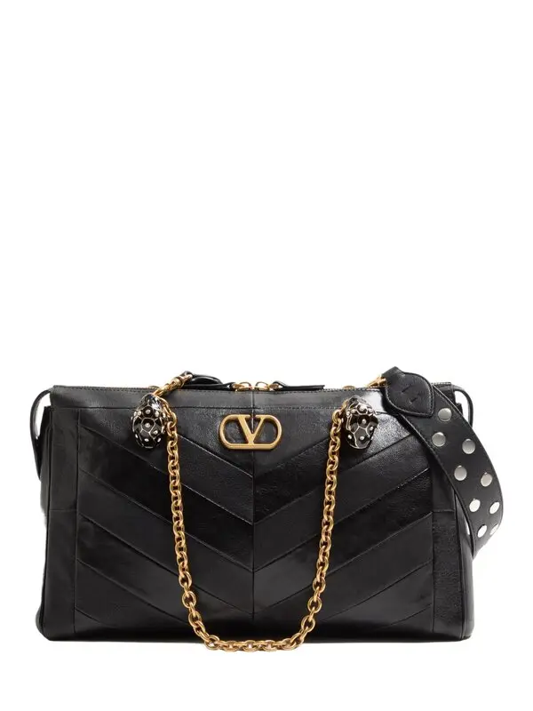 Valentino Garavani Panthea Quilted Shoulder Bag With Vlogo - Black