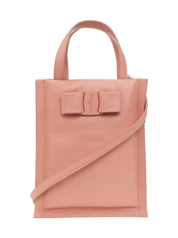 FERRAGAMO Bow Detail Shoulder Bag - Nude