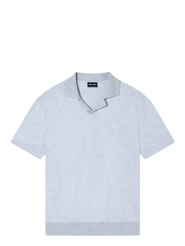 Giorgio Armani Logo Embroidered Polo Shirt - Grey