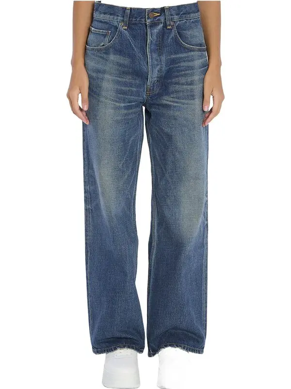 Celine Max Jeans In Dark Union Wash Denim - Blue