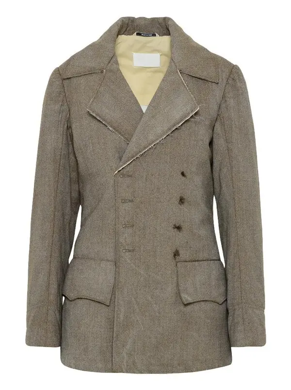 MAISON MARGIELA Double-breasted Distressed Blazer - Green