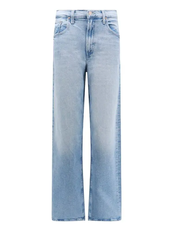MOTHER High Waisted Spinner Zip Heel Jeans - Blue