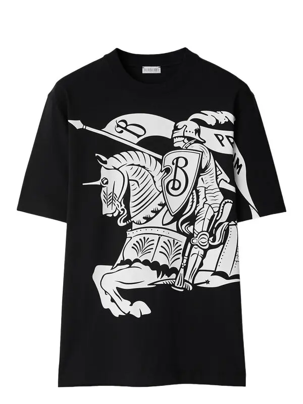 Burberry Logo Printed Crewneck T-shirt - Black