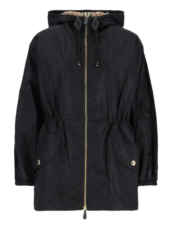 Burberry Hooded Drawstring Waist Coat - Black