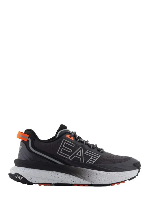 EA7 Logo Printed Lace-up Sneakers - Black