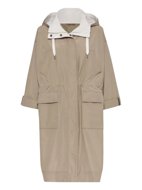 Brunello Cucinelli Monili Hooded Outerwear Jacket - Taupe