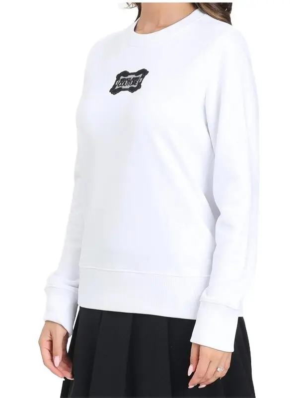 Versace Logo Patch Crewneck Sweater - White