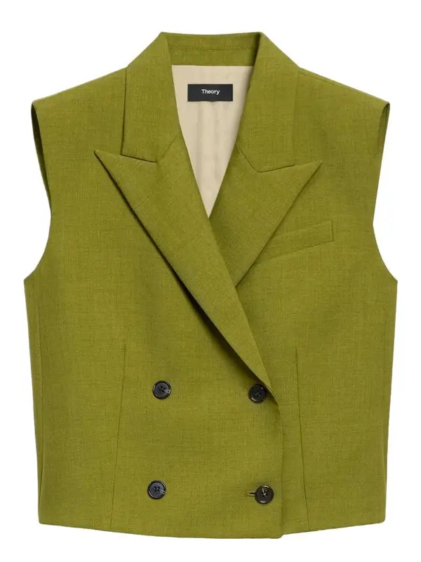 Theory Double-breasted Sleeveless Cropped Jacket - Avocado