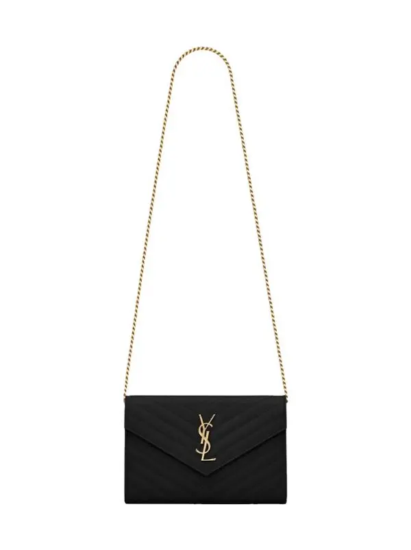 Saint Laurent Monogram Chain Wallet Clutch Bag - Black