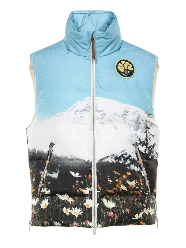 JIL SANDER Landscape Print Down Vest - Blue