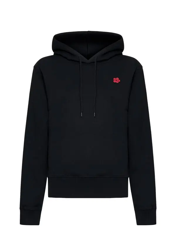 Kenzo Logo Embroidered Drawstring Hoodie - Black
