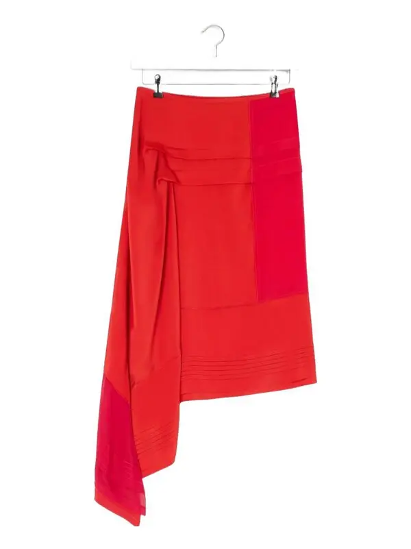 LEMAIRE Pleated Asymmetric Midi Skirt - Scarlet