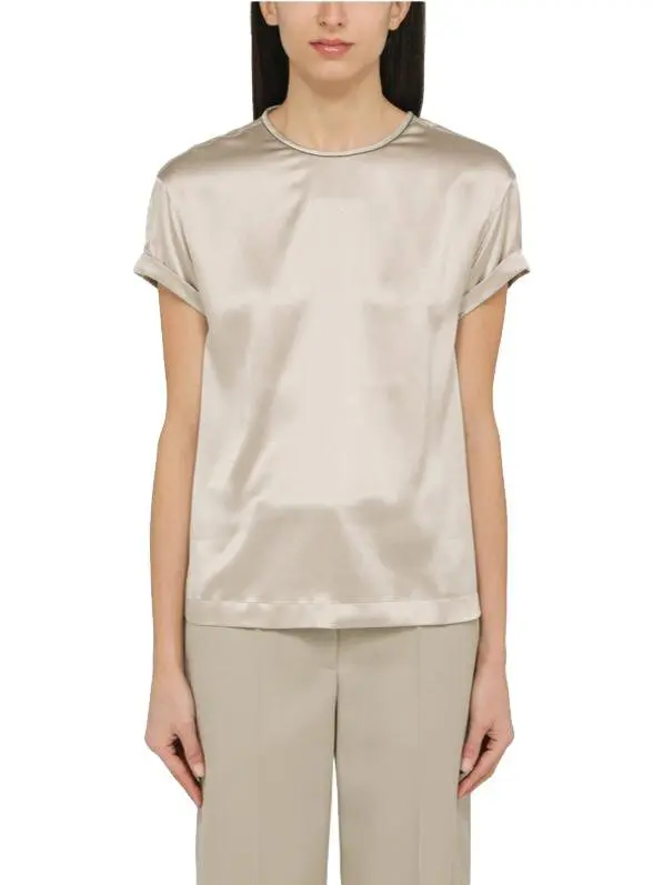Brunello Cucinelli Short Sleeve T-shirt With Contrast Collar - Gray