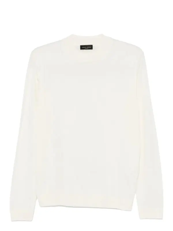 ROBERTO COLLINA Long Sleeve Ribbed Sweater - White
