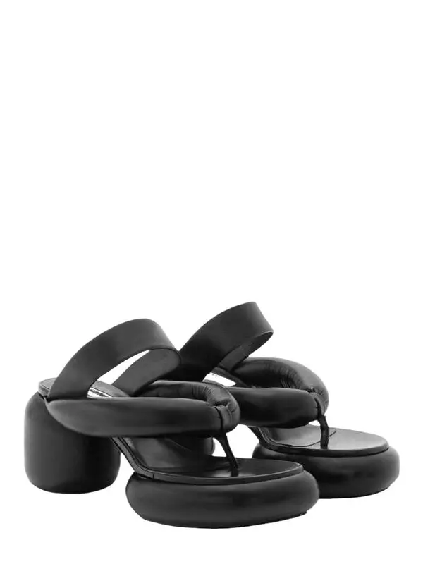 JIL SANDER Padded-strap Leather Heeled Sandals - Black