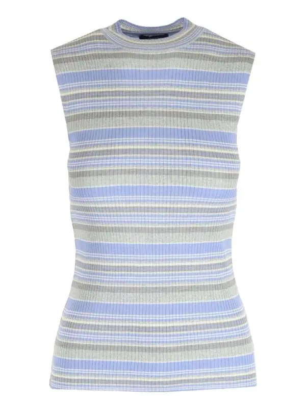 Theory Ribbed Mock Neck Tank Top - Gray
