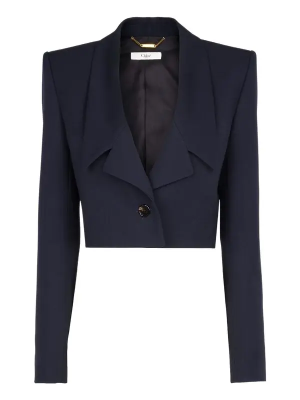 Chloé Cropped Wool Jacket With Traditional Lapels - Black