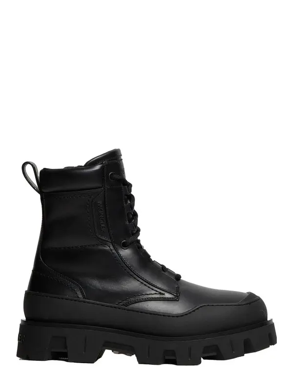Moncler Peak Path Leather Lace-up Combat Boots - Black