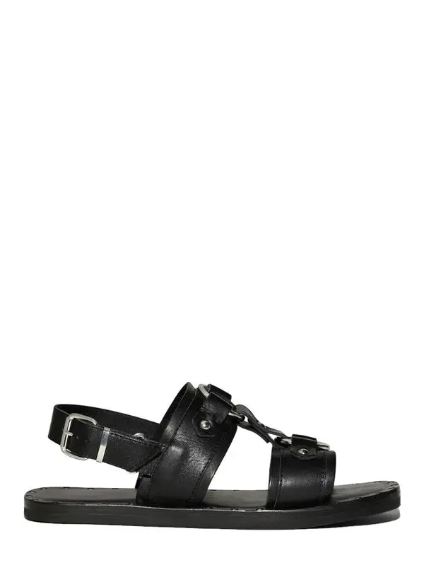 Dsquared2 Studded Calf-leather Flat Sandals - Black
