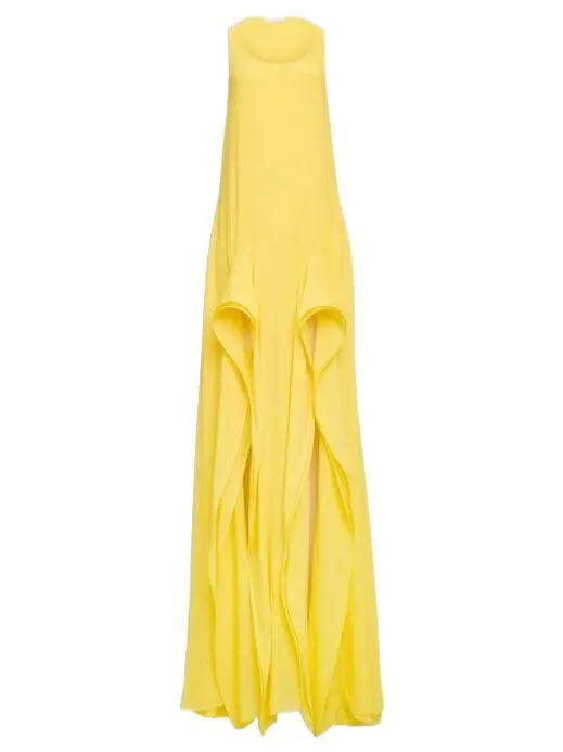 Alaïa Georgette Ruffle Dress - Yellow