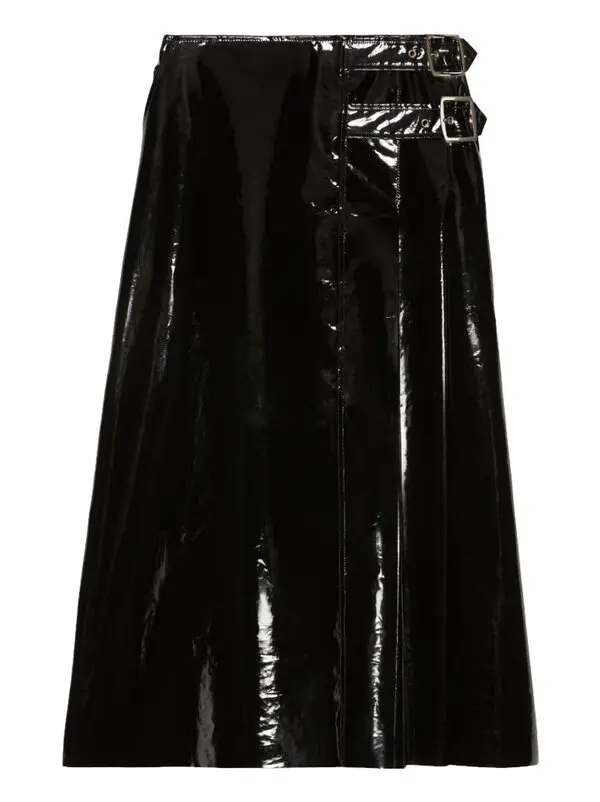 Gucci High-waisted Vinyl Skirt With Buckle Details - Black