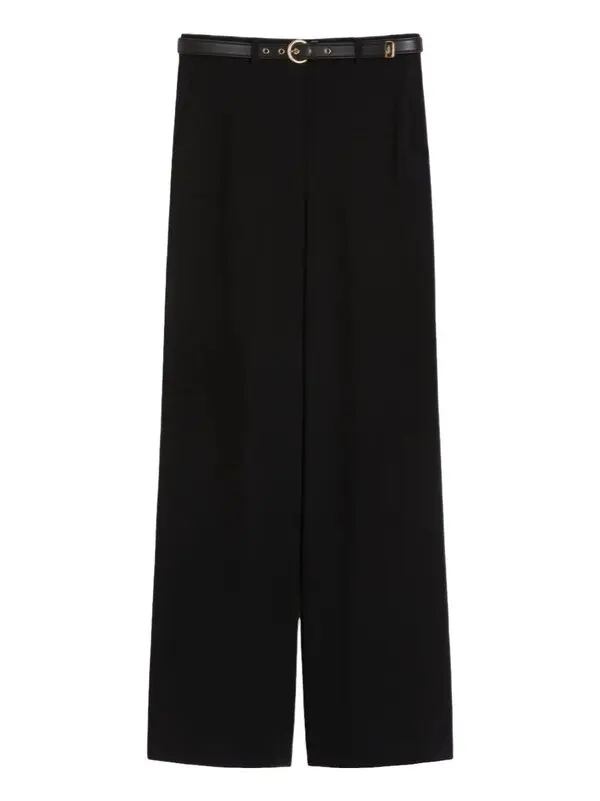 Max Mara Belted Wide Leg Trousers - Black