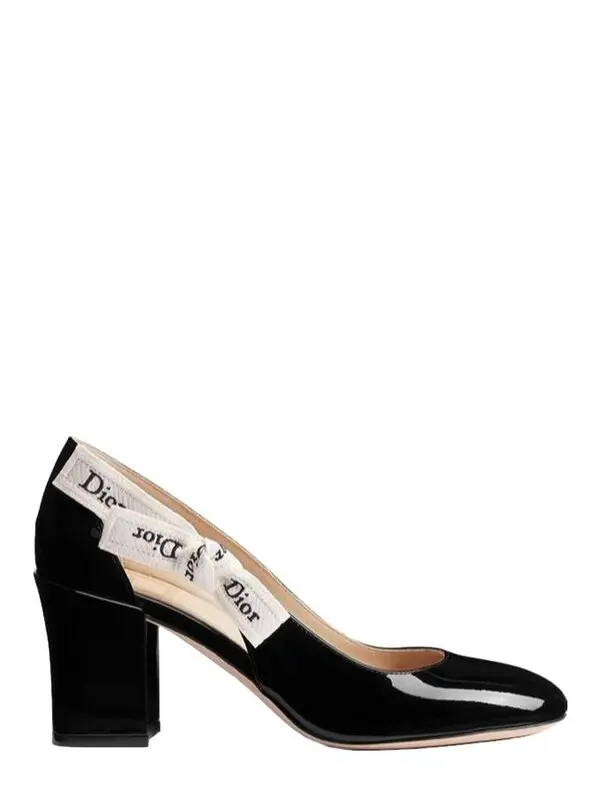 Dior Round Toe Block Heel Pumps - Black