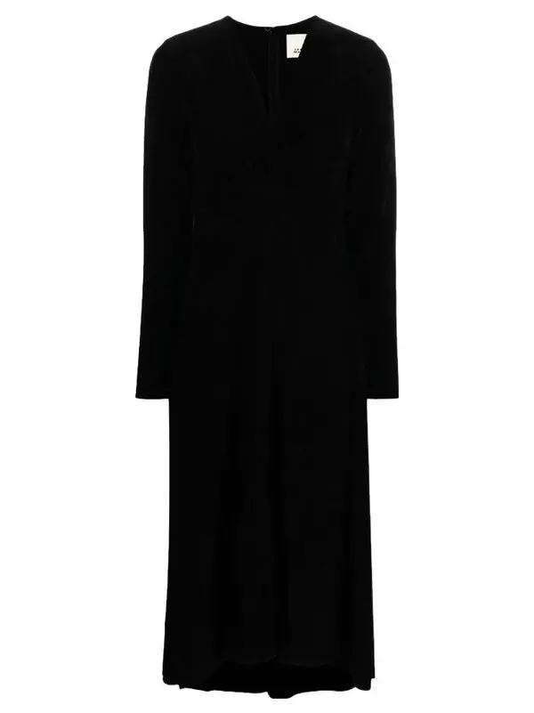 Isabel Marant Étoile Long-sleeved V-neck Midi Dress - Black