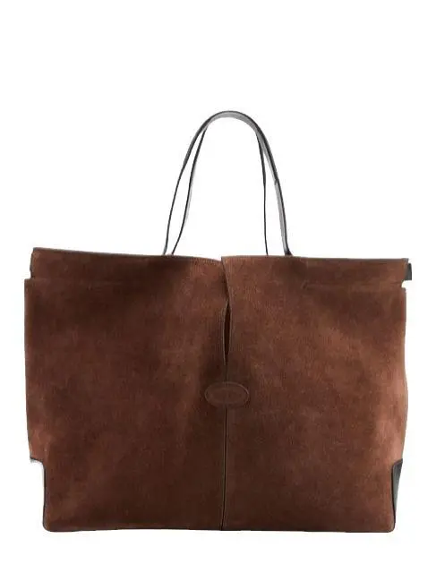 TOD'S Medium Suede Tote Bag - Brown