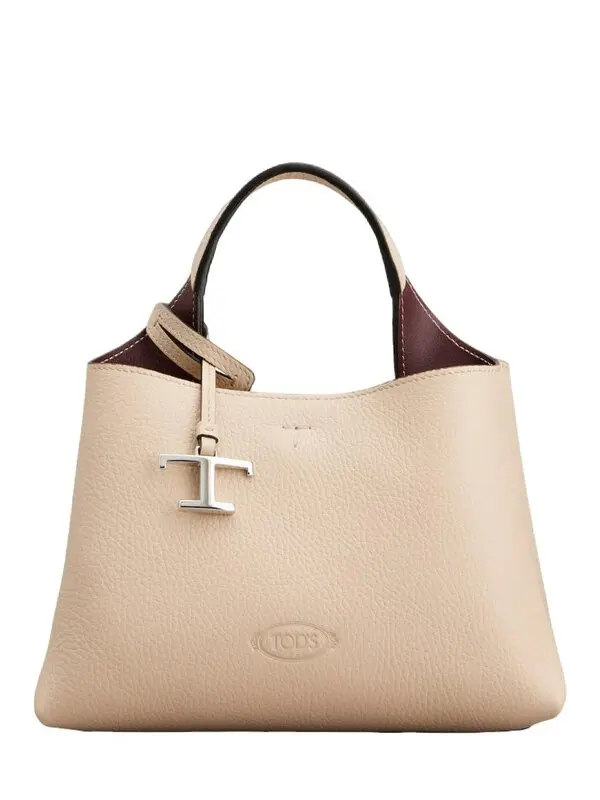 TOD'S Logo Pendant Top Handle Bag - Nude