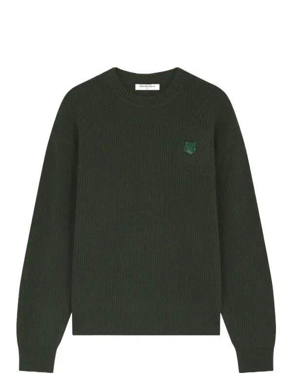 Maison Kitsuné Fox Patch Knitted Jumper - Ranger Green