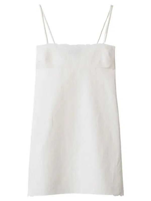 Miu Miu Sleeveless Straight Neckline Embroidered Dress - Ivory