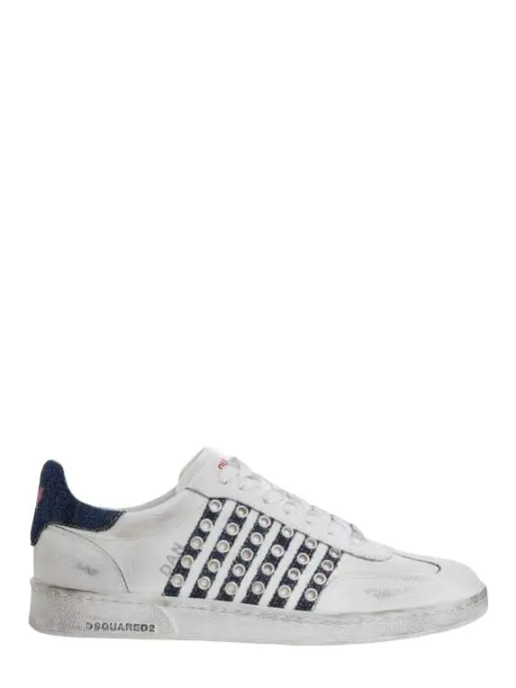 Dsquared2 Eyelet Detailed Boxer Sneakers - White Denim
