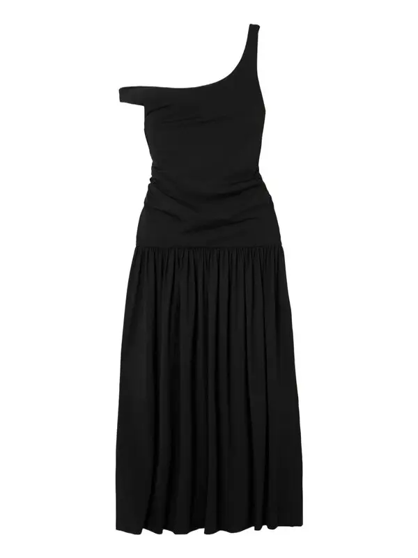 RÓHE Asymmetrical Pleated Maxi Dress - Black