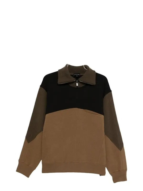 Emporio Armani Colour-block Zip-up Sweatshirt - Sepia / Brown / Crocodile