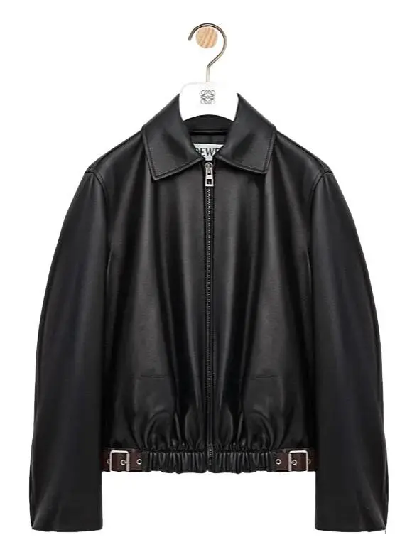 Loewe Elasticated Zipped Leather Jacket - Black