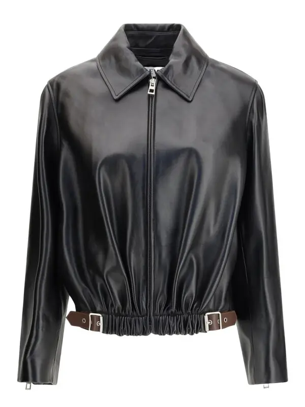 Loewe Elasticated Zipped Leather Jacket - Black