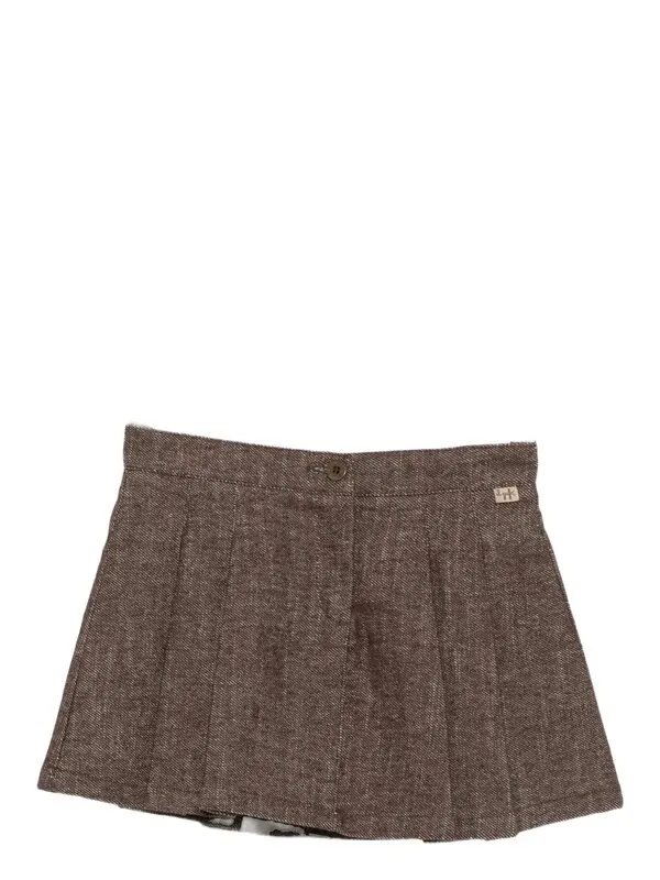 IL GUFO Pleated Mini Skirt - Brown
